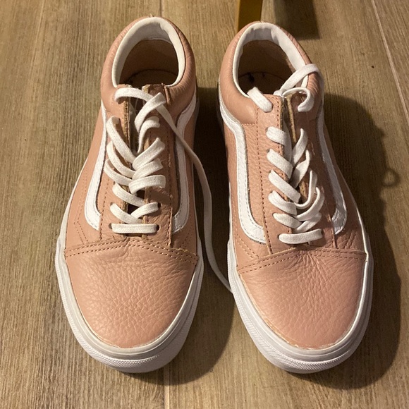 Vans | Shoes | Vans Light Pink Leather Sneakers Barely Worn | Poshmark